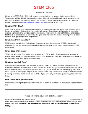 Welcome to STEM Club Doc Template | pdfFiller