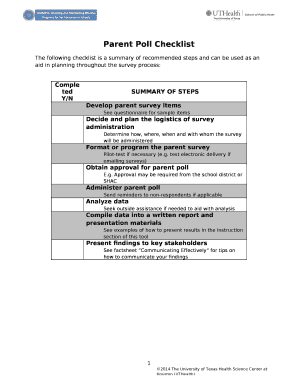 Parent Poll Checklist Doc Template | pdfFiller