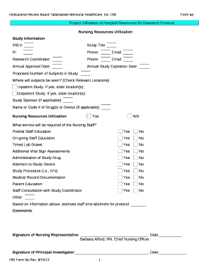 Project Utilization of Hospital Resources for Research Protocol Doc ...