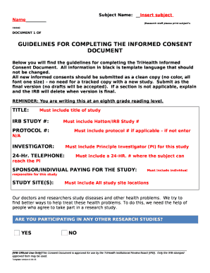 GUIDELINES FOR COMPLETING THE INED CONSENT DOCUMENT Doc Template | pdfFiller