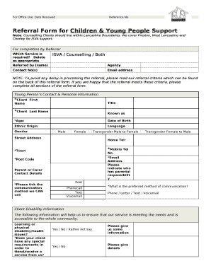 Referral for Children & Young People Support Doc Template | pdfFiller
