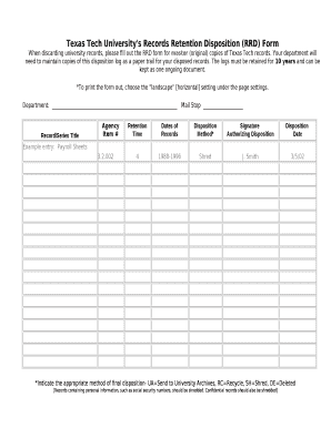 Texas Tech University's Records Retention Disposition (RRD) - swco ttu ...