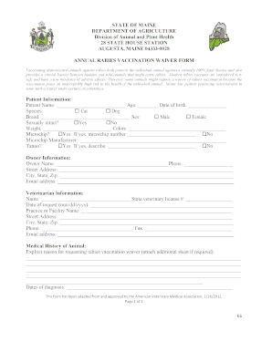 Fillable Online ANNUAL RABIES VACCINATION WAIVER FORM Fax Email Print ...