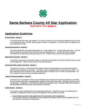 Santa Barbara County All Star Application Doc Template | pdfFiller