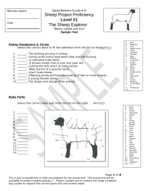 Sheep Vocabulary & Terms Doc Template | pdfFiller