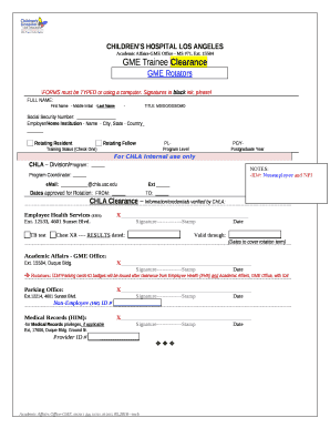GME Trainee Clearance Doc Template | pdfFiller