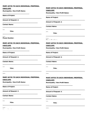 MUST AFFIX TO EACH INDIVIDUAL PROPOSAL ENVELOPE Doc Template | pdfFiller