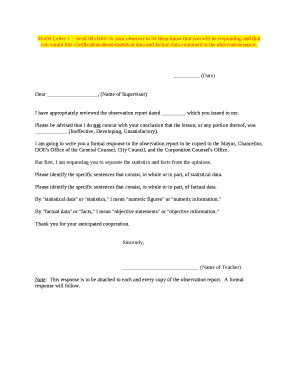 Model Letter 1 -- Send this letter to your observer to let them know ...