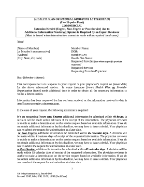 HEALTH PLAN OR MEDICAL GROUP/IPA LETTERHEAD Doc Template | pdfFiller