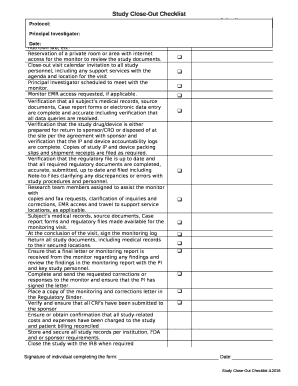 Study Close-Out Checklist - author uhhospitals Doc Template | pdfFiller