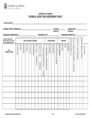 CHEMICAL AGENT RISK ASSESSMENT SHEET Doc Template | pdfFiller