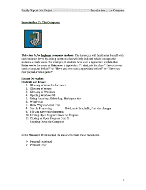 Introduction To The Computer Doc Template | pdfFiller