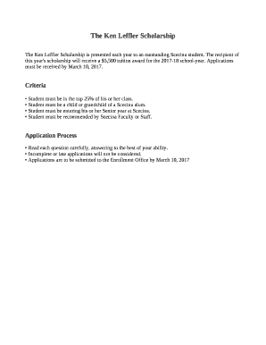 The Ken Leffler Scholarship Doc Template | pdfFiller