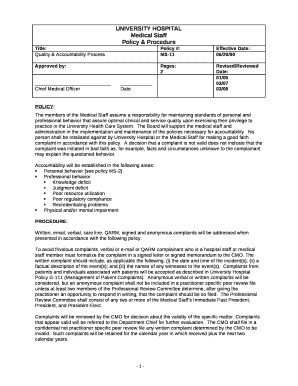 Quality & Accountability Process Doc Template | pdfFiller