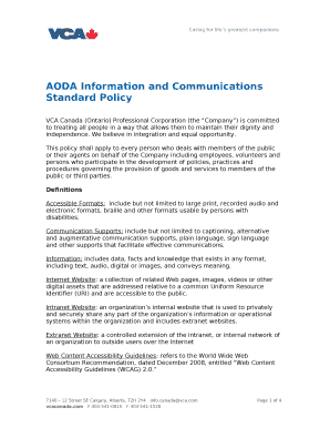 AODA Ination and Communications Standard Policy Doc Template | pdfFiller
