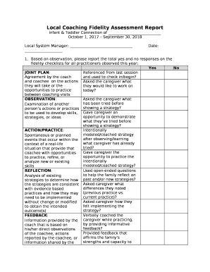 Local Coaching Fidelity Assessment Report Doc Template | pdfFiller