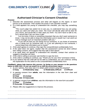 Authorised Clinicians Consent Checklist Doc Template | pdfFiller
