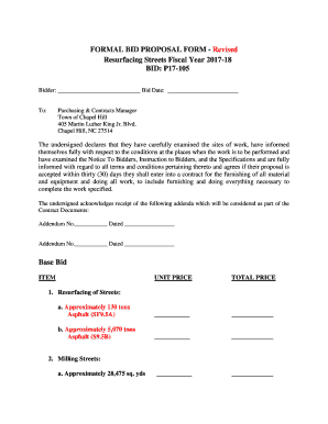 Fillable Online FORMAL BID PROPOSAL FORM - Revised Fax Email Print ...