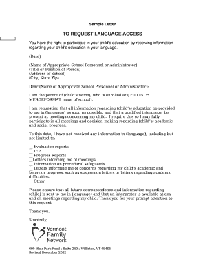 TO REQUEST LANGUAGE ACCESS Doc Template | pdfFiller