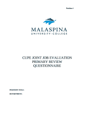 Instructions for Completing the CUPE JJE Primary Review Questionnairei ...
