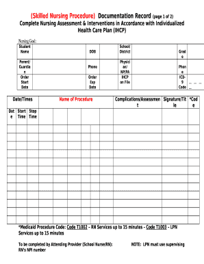 (Skilled Nursing Procedure)Documentation Record (page 1 of 2) Doc ...