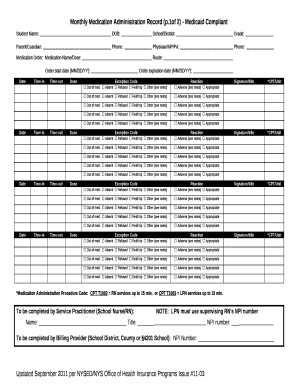 Monthly Medication Administration Record (p Doc Template | pdfFiller