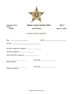 CHANGE OF SHIFT REQUEST Doc Template | pdfFiller