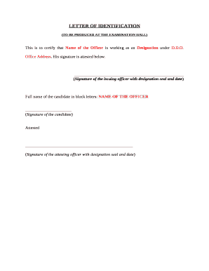 LETTER OF IDENTIFICATION Doc Template | pdfFiller