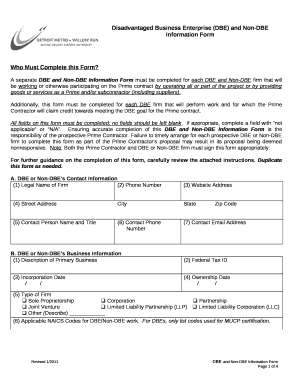 A separate DBE and Non-DBE Ination must be completed for each DBE and ...