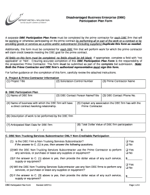 A separate DBE Participation Plan must be completed by the prime ...