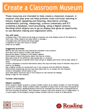 Fillable Online Create a Classroom Museum Fax Email Print - pdfFiller