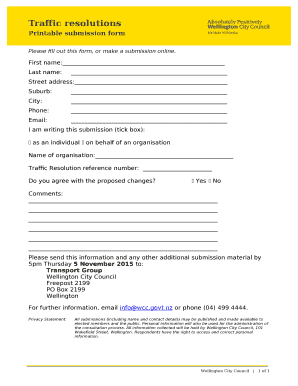 Please fill out this , or make a submission online - wellington govt ...