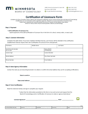 Fillable Online Certification of Licensure Form Fax Email Print - pdfFiller