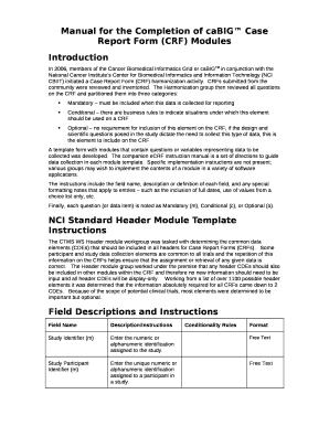 Manual for the Completion of caBIG Case Report (CRF) Modules - wiki nci ...