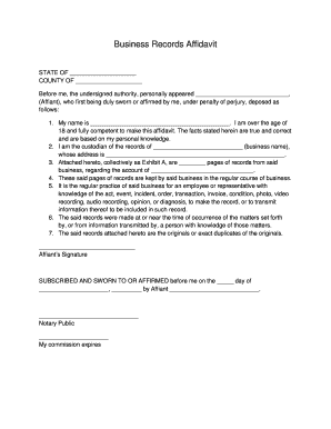 Fillable Online Business bRecordsb Affidavit - ABC Legal Docs LLC Fax ...