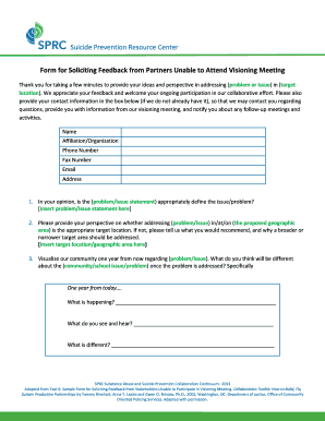 Fillable Online sprc Sample Form for Soliciting Feedback from Partners ...