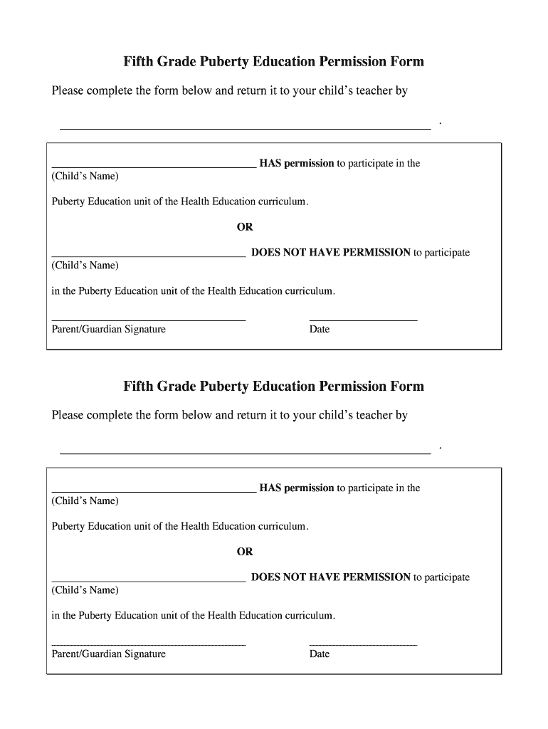 Fillable Online hcpss Parent Permission Form - Puberty Education ...