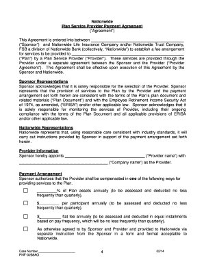 Fillable Online Plan Service Provider Payment Agreement Fax Email Print ...
