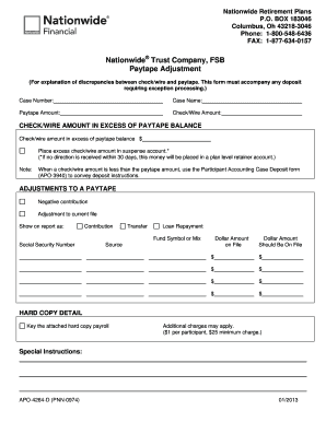 Fillable Online Nationwide Trust Company, FSB Paytape Adjustment Form ... Fax Email Print ...