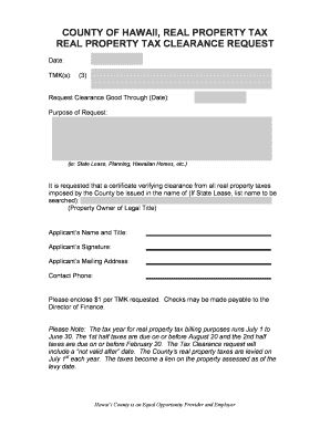 Fillable Online REAL PROPERTY TAX CLEARANCE Fax Email Print - pdfFiller