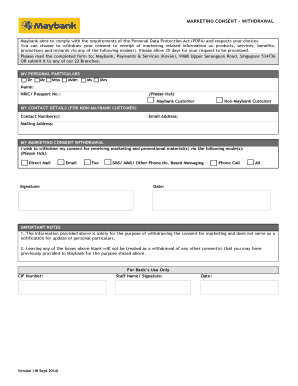 Fillable Online Marketing Consent Withdrawal Form (PDF) - Maybank Fax ...