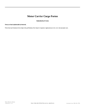 Fillable Online Motor Carrier Cargo Forms - Wolters Kluwer Financial ...
