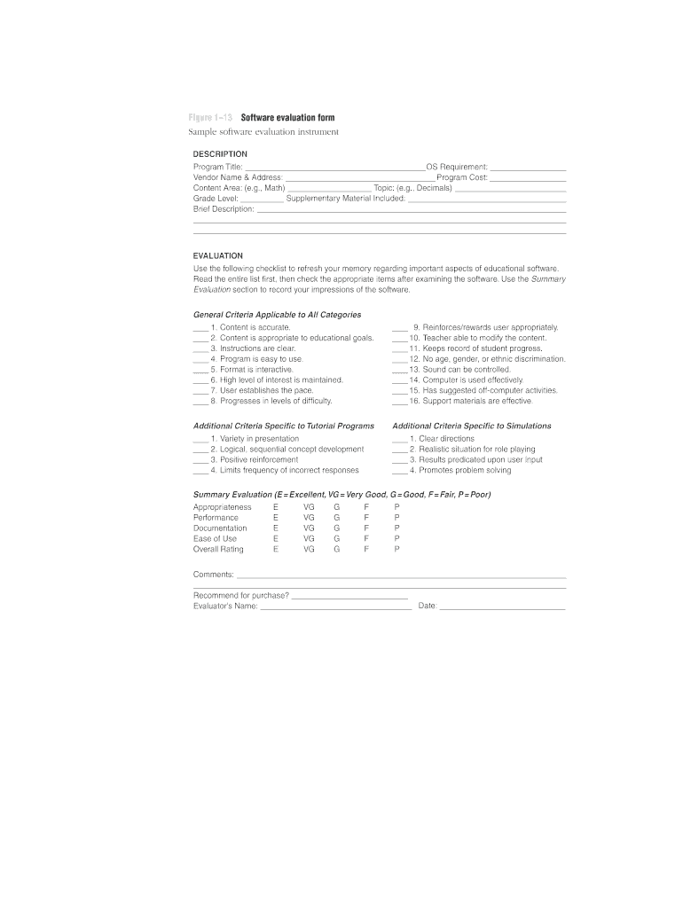Fillable Online Figure 113 Software evaluation form Fax Email Print - pdfFiller