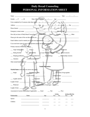 Fillable Online dailybread aristotle Client Information Sheets-for All ...