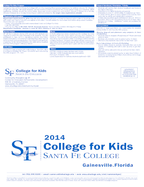 Fillable Online dept sfcollege College For Kids Program - dept ...
