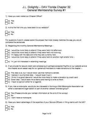 Fillable Online davmembersportal Membership Survey - DAV Members Portal ...