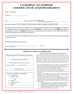 Fillable Online California all-purpose bcertificateb of acknowledgment ...