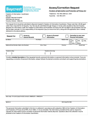 Fillable Online baycrest Complete Access/Correction Request Form - Baycrest Fax Email Print ...