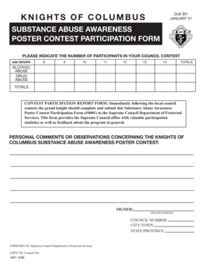 Fillable Online kofc POSTER CONTEST PARTICIPATION FORM - kofc Fax Email ...