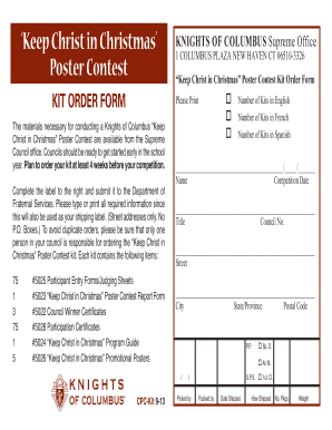 Fillable Online kofc Kit Order Form - Knights of Columbus, Supreme ...